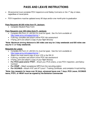 Fillable Online ssi army PASS AND LEAVE INSTRUCTIONS. Form 3400-176 ...