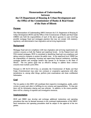 Fillable Online Memo of Understanding - Housing and Urban Development ...