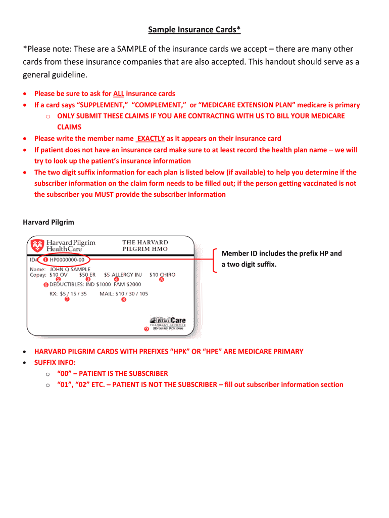 Fillable Free Blank Insurance Card Template