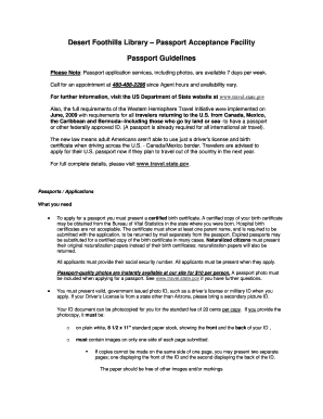 Fillable Online Passport Applicant Information Guide - Desert Foothills ...