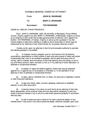 Fillable Online sample durable poa 2006 v2.doc. Free Application for ...