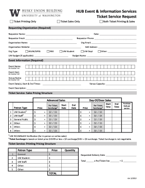 Fillable Online depts washington Ticket Service Request Form - depts washington Fax Email Print ...