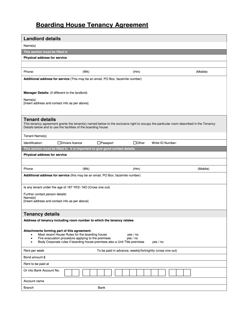 Boarder Agreement Nz 2020 2021 Fill And Sign Printable Template 