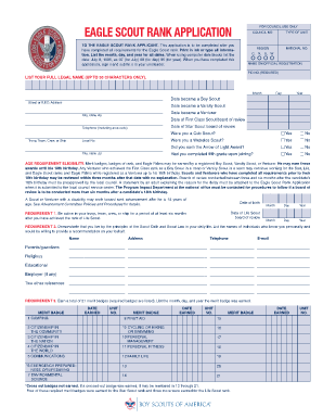 Fillable Online EAGLE SCOUT RANK APPLICATION - Troop 1139 ...