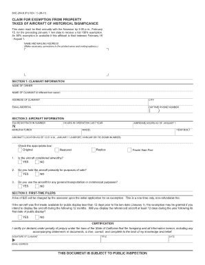 Fillable Online cityofwatsonville BOE FORM 260 Exemption from property taxes - City of ...