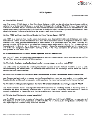 Fillable Online online citibank co RTGS System - Citibank India ...