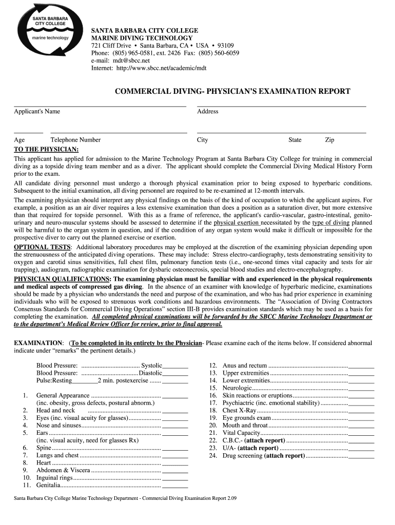Fillable Online sbcc MARINE DIVING TECHNOLOGY - sbcc Fax Email Print ...