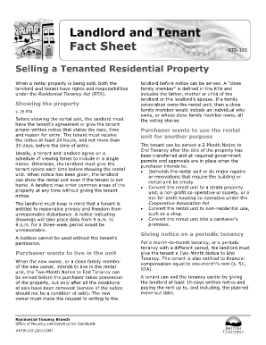Fillable Online RTB-125: Selling a Tenanted Residential Property Fax ...