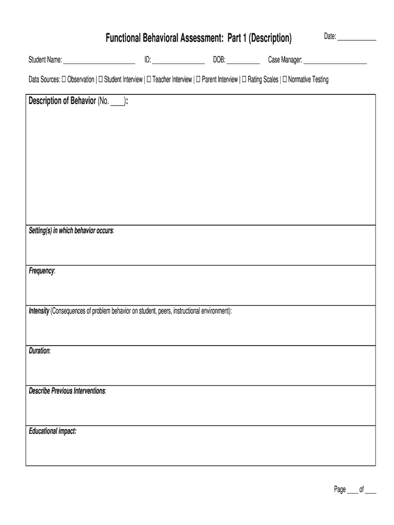 Behavioral Assessment Form Fill Out Sign Online DocHub