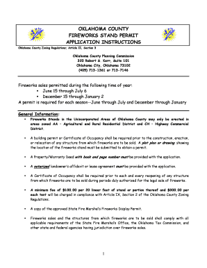 Fillable Online oklahomacounty OKLAHOMA COUNTY FIREWORKS STAND PERMIT ...