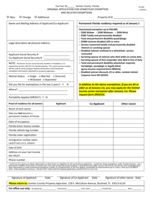 Fillable Online ORIGINAL APPLICATION FOR HOMESTEAD EXEMPTION AND ...