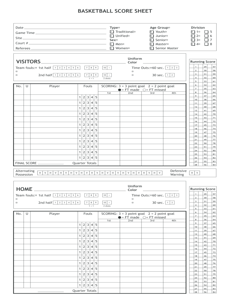 Editable Basketball Stat Sheet Excel Fill Online Printable Fillable 