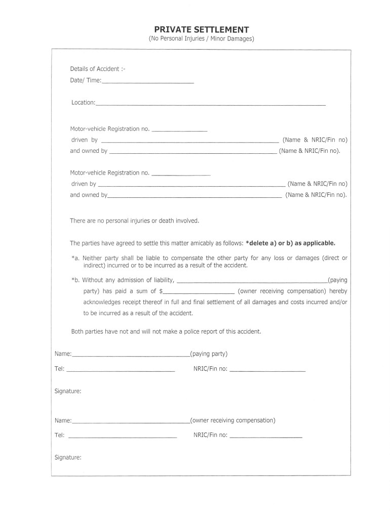 Settlement Form Auto 2012 - Fill and Sign Printable Template Online ...