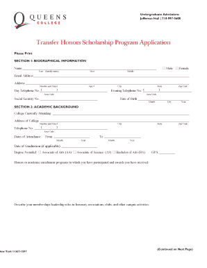 Fillable Online qc cuny SECTION 1 BIOGRAPHICAL INFORMATION Fax Email Print - pdfFiller