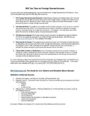 Fillable Online www1 umn IRS Tax Tips on Foreign Earned Income - www1 ...