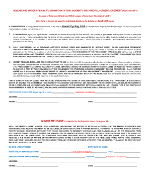Fillable Online RELEASE AND WAIVER OF LIABILITY, ASSUMPTION OF RISK ...