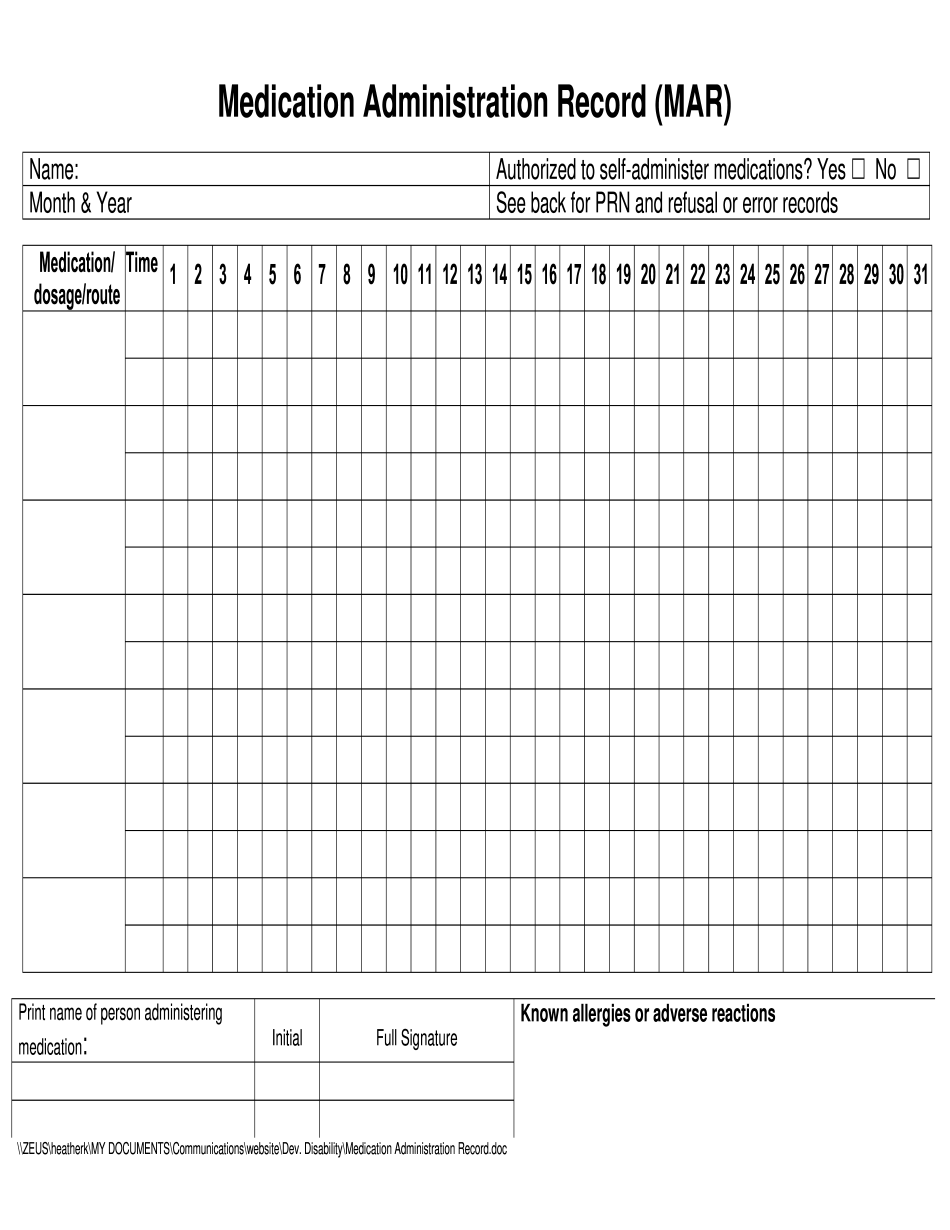 Printable Version Medication Administration Record