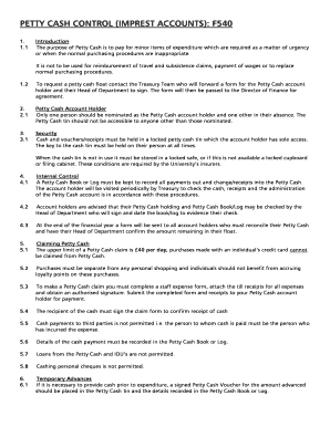 Fillable Online canterbury ac PETTY CASH CONTROL (IMPREST ACCOUNTS ...
