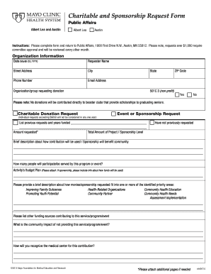 Fillable Online Charitable and Sponsorship Request Form Fax Email Print - pdfFiller