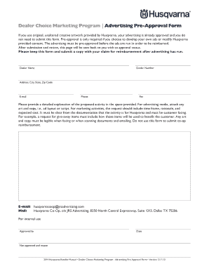 Fillable Online Dealer Choice Marketing Program Advertising Pre ...