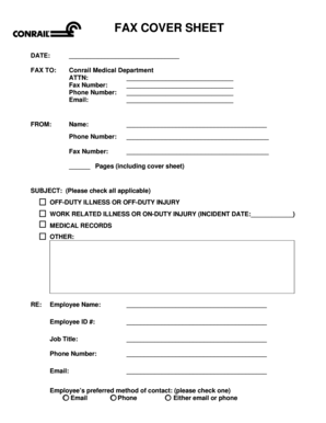 Fillable Online Medical FAX Cover Sheet - Conrail Fax Email Print ...