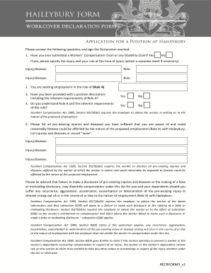 Fillable Online WORKCOVER DECLARATION FORM - Haileybury Fax Email Print ...