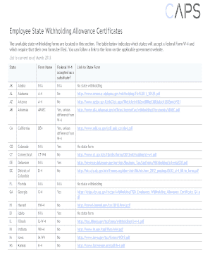 Fillable Online State Employee Withholding Certificate List. CAPS ...
