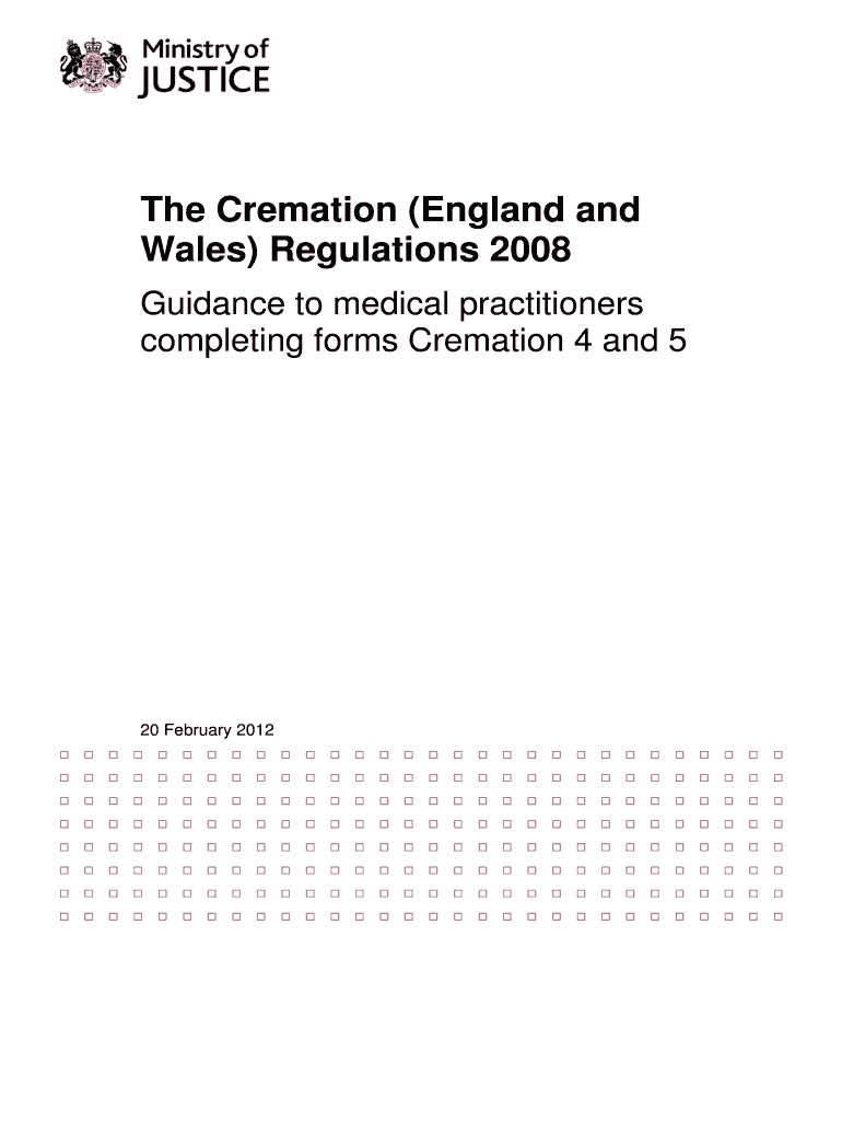 Fillable Online justice gov Guidance to medical practitioners completing forms Cremation 4 and 5 ...