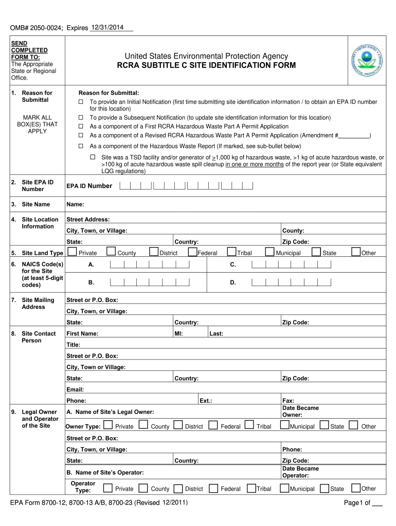 2011 Form EPA 8700-23 Fill Online, Printable, Fillable, Blank - pdfFiller