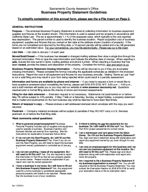 Fillable Online assessor saccounty Business Property Statement ...