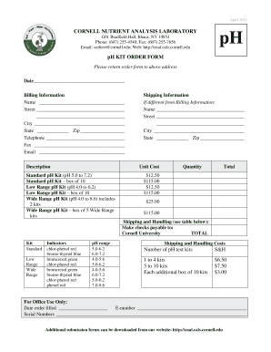 Fillable Online cnal cals cornell Kit order form - Cornell Nutrient Analysis Labs - Cornell ...