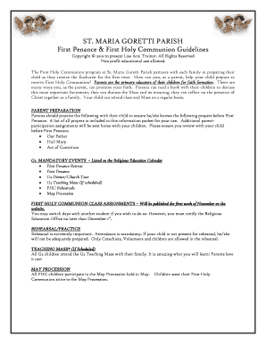 Fillable Online ST. MARIA GORETTI PARISH First Penance & First Holy ... Fax Email Print - pdfFiller