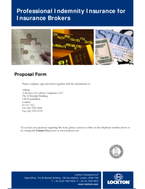 Fillable Online Professional Indemnity Insurance for Insurance Brokers ...