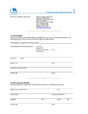 Fillable Online OGP APP Study Abroad Approval PDF 2010.doc. Social Security Number Fax Email ...