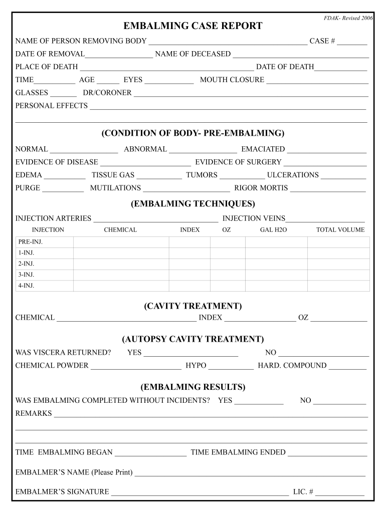 Embalming Report Fill Out Sign Online DocHub