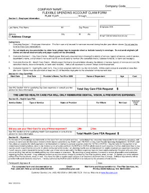 Fillable Online Claim form - Flex-Plan.com Fax Email Print - pdfFiller