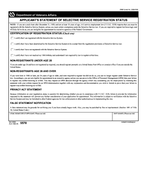 Fillable Online applicant's statement of selective service registration ...