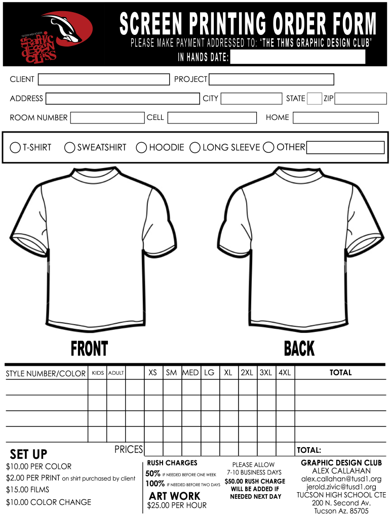 Screen Printing Quote Template Fill Out Sign Online DocHub