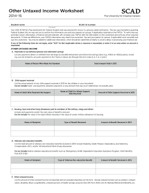 Fillable Online scad Other Untaxed Income Worksheet Fax Email Print ...