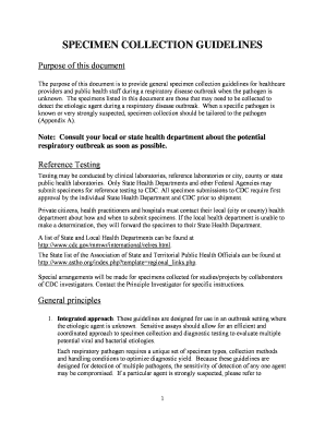 Fillable Online emergency cdc Specimen Collection Guidelines Fax Email Print - pdfFiller