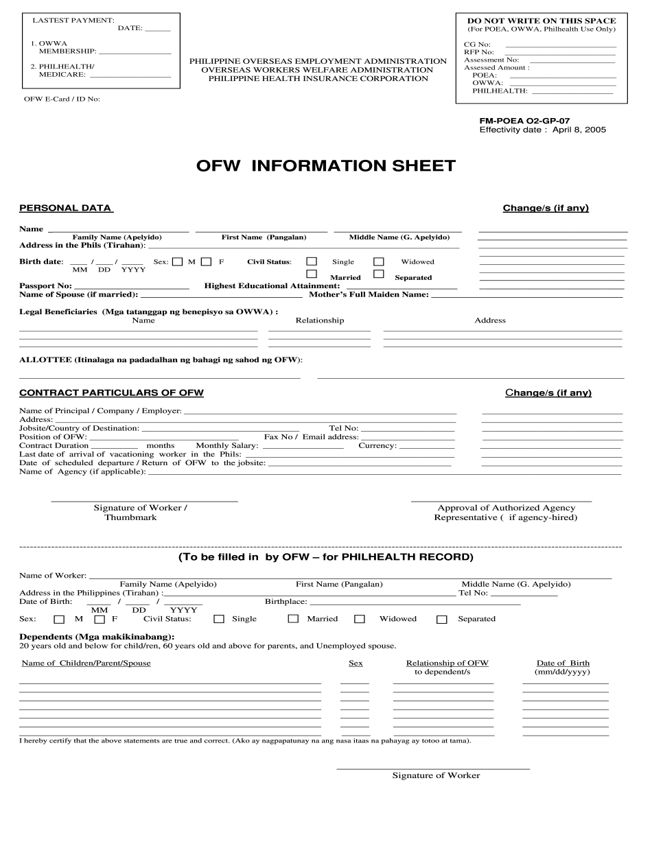 Create Fillable OFW Information Sheet And Cope With Bureaucracy