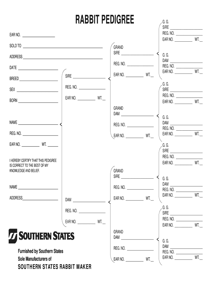 Rabbit Pedigree Template Fill Online Printable Fillable Blank 