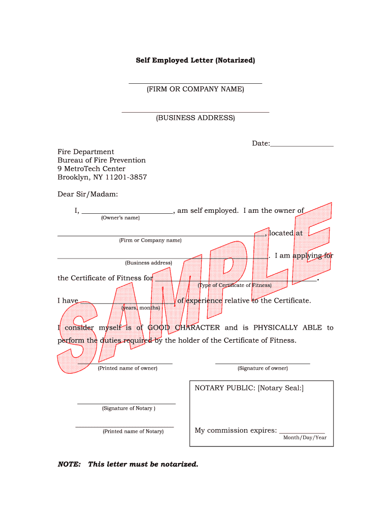 Self Employed Letter 2020 2021 Fill And Sign Printable Template 