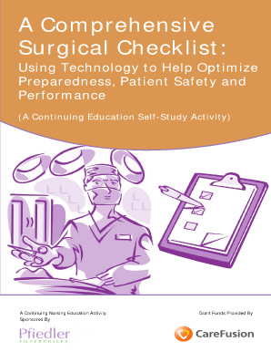 Fillable Online A Comprehensive Surgical Checklist: - Pfiedler ...