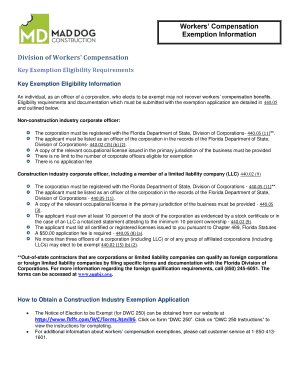 Fillable Online Workers Comp Exemption Information V2.0.pdf Fax Email ...