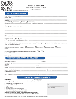 Fillable Online Paris Coproduction Village Fax Email Print - pdfFiller