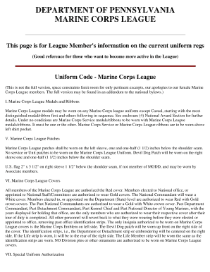 Fillable Online pamcleague MCL Uniform Regulations - Marine Corps ...