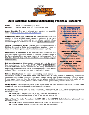 Fillable Online asaa 2014 March Madness Alaska Sideline Cheerleading ...