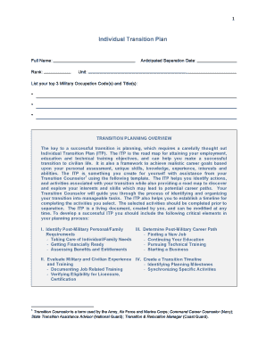 Fillable Online Individual Transition Plan Fax Email Print - pdfFiller