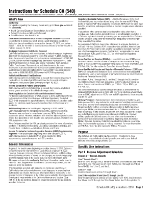 Fillable Online ftb ca 2010 Instructions for Schedule CA (540 ...